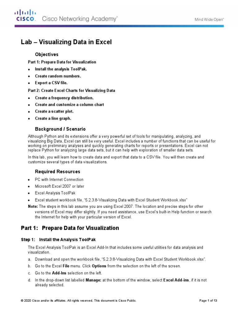 5.2.3.8 Lab - Visualizing Data in Excel | PDF | Chart | Microsoft Excel