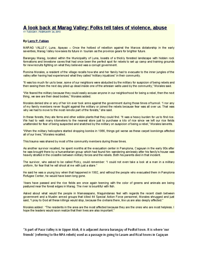 A Look Back at Marag Valley | PDF | Philippines | Violence