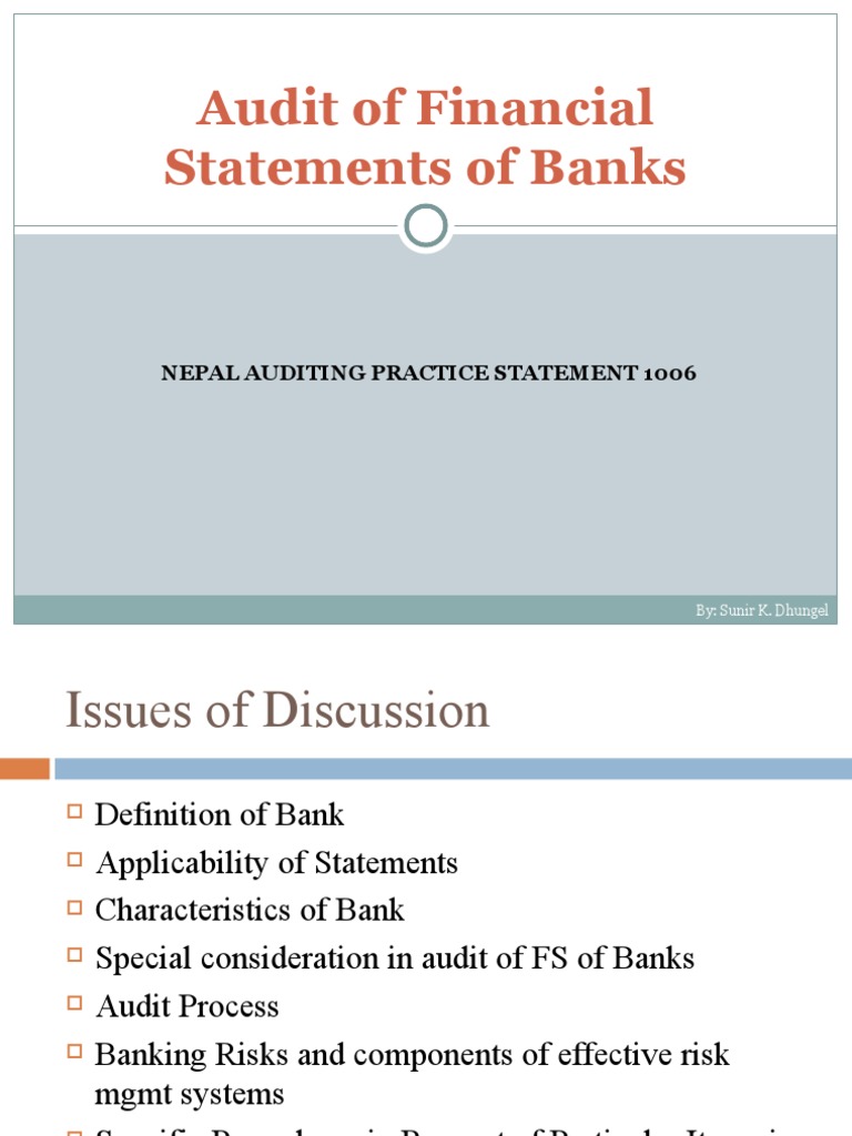 Audit of Financial Statements | PDF | Internal Control | Banks
