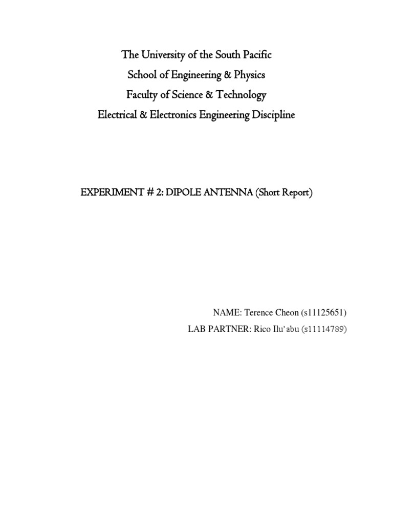 PH302 Exp 5 - Dipole Antenna | PDF | Antenna (Radio) | Broadcast Engineering