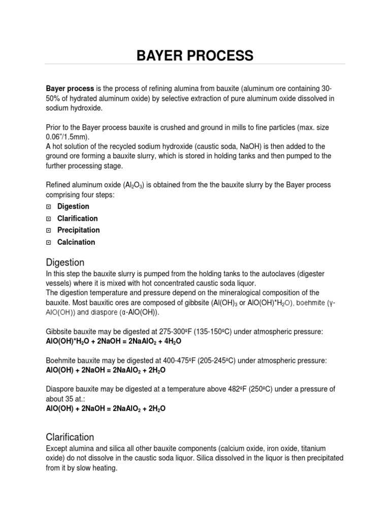 Bayer Process PDF | PDF | Cooking, Food & Wine