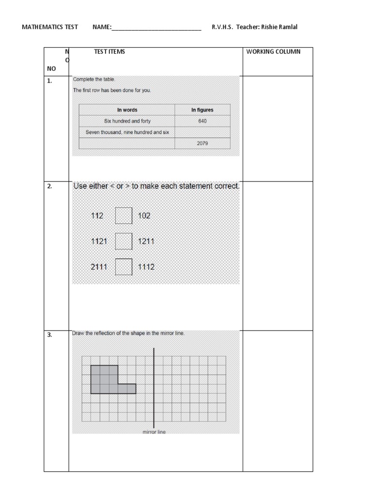 High School Math Test | PDF