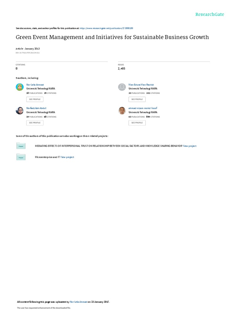 Green Event Management and Initiatives For Sustain | PDF ...