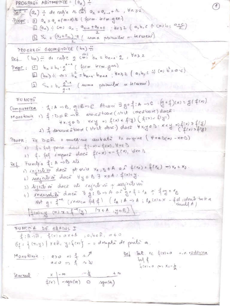 Materie Matematica Clasa A 9-A 1 | PDF