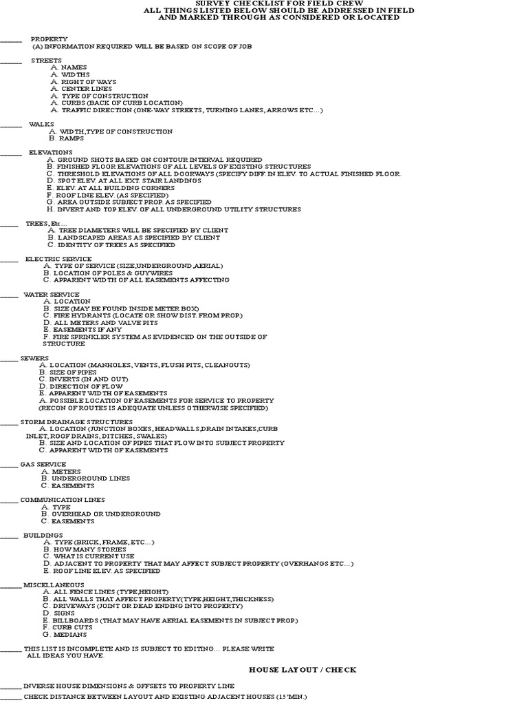 Topo Checklist | PDF | Hydraulic Engineering | Civil Engineering