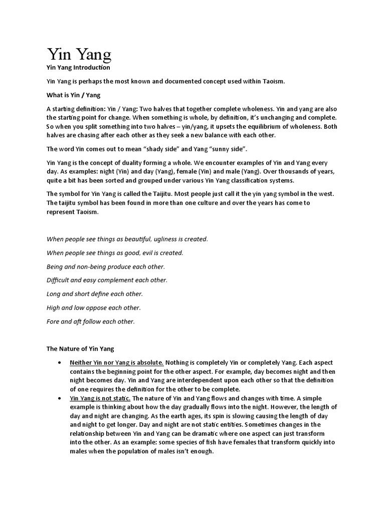 Yin Yang Introduction | PDF | Yin And Yang | Tao