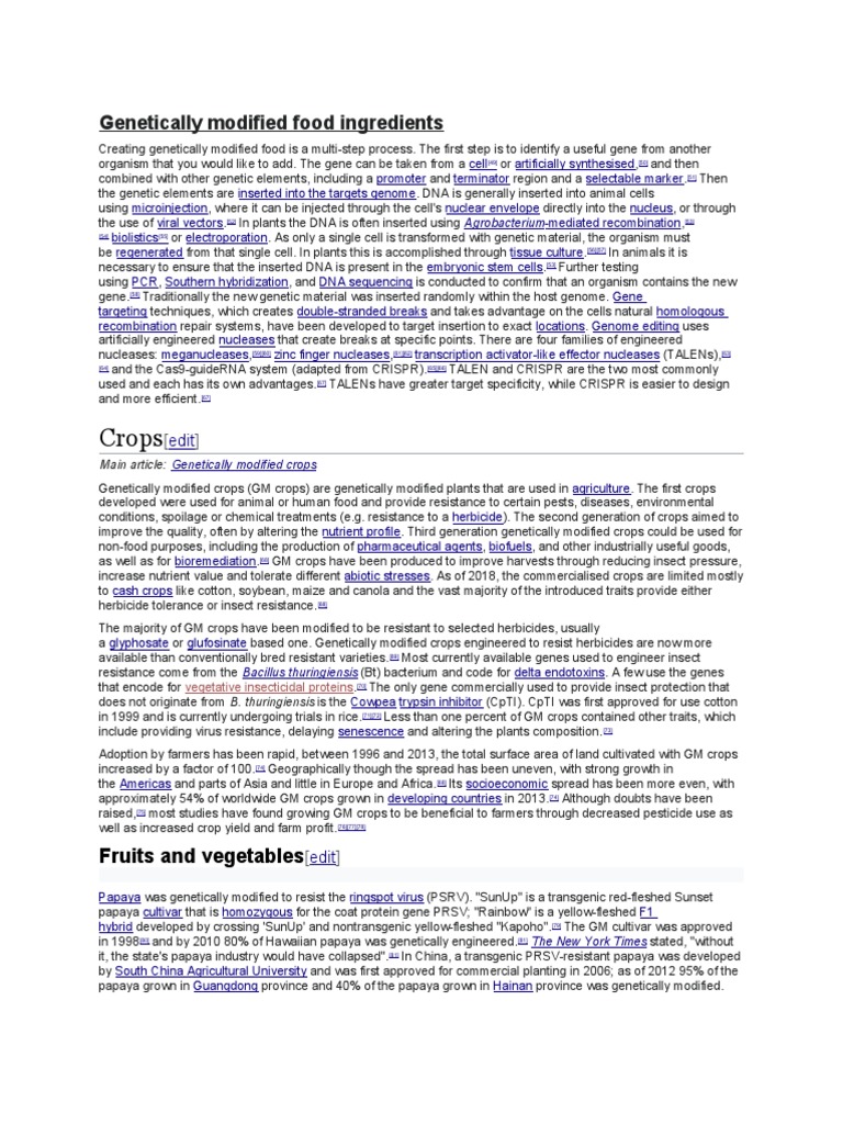 Genetically Modified Food Ingredients | PDF | Genetically Modified ...