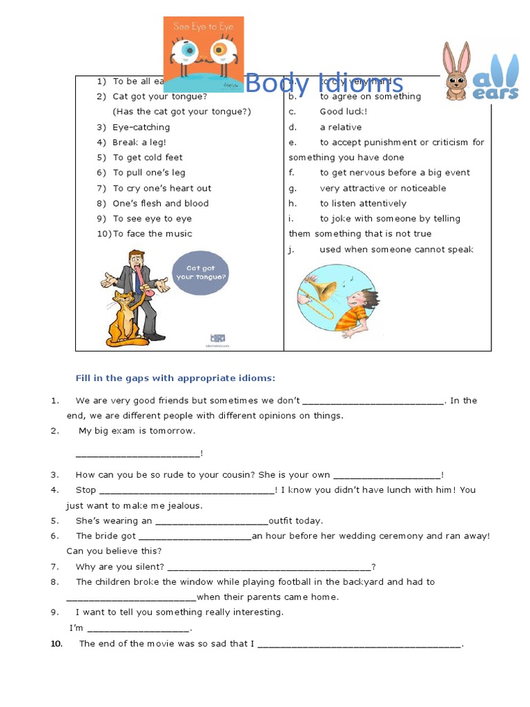 Body Idioms Exercises | PDF