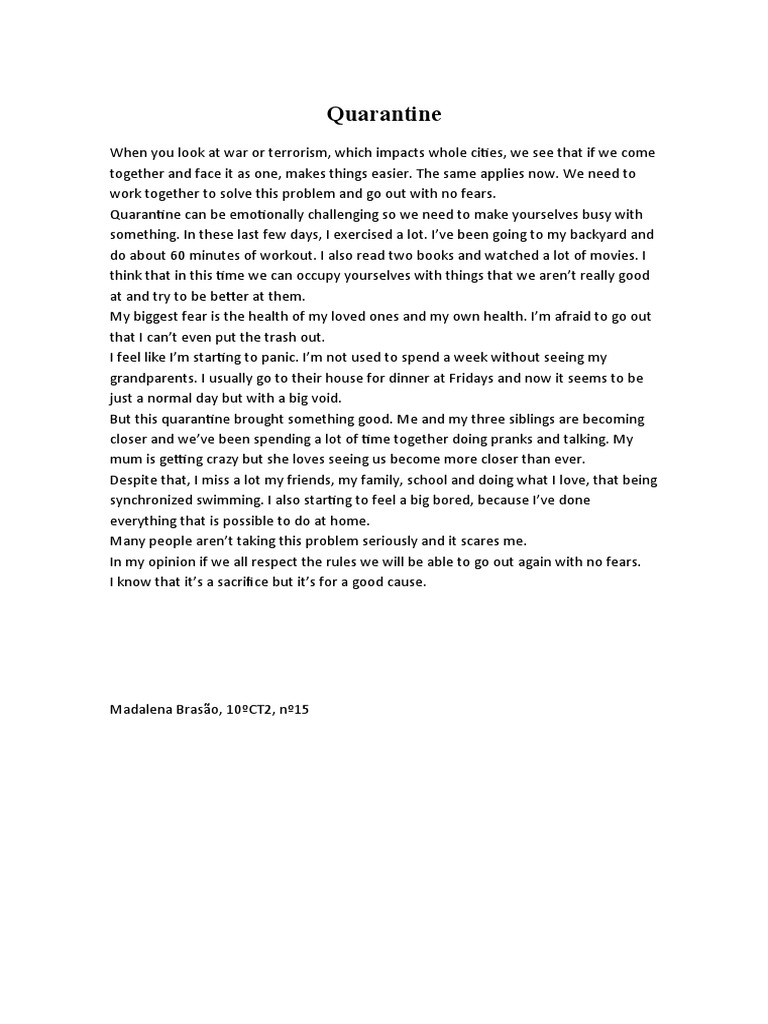 Quarantine - Ing 10 Ano | PDF