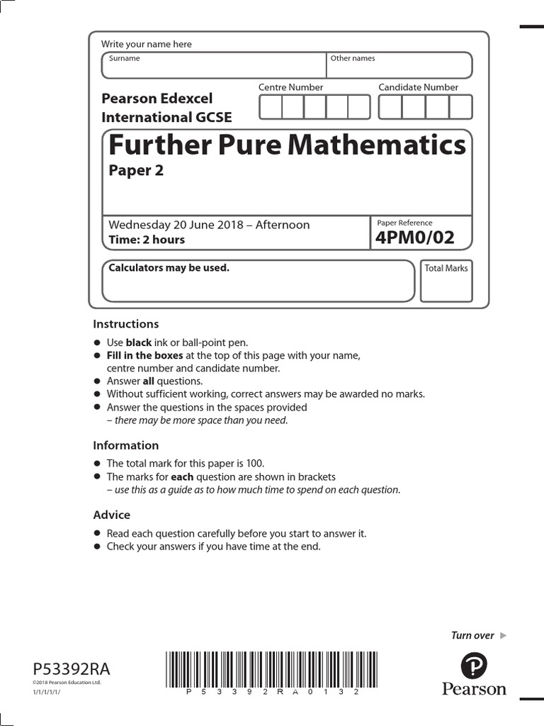Further Pure Mathematics: Paper 2 | PDF | Teaching Mathematics