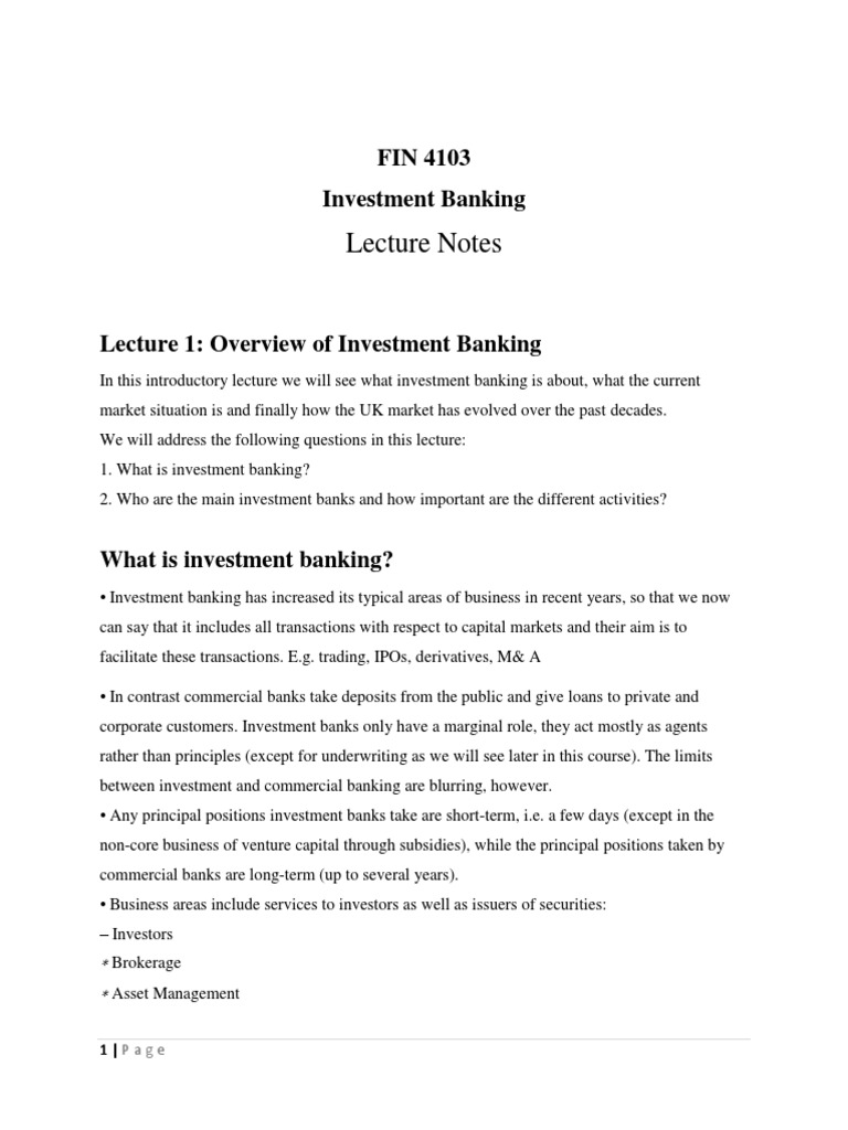 Overview of Investment Banking | PDF | Investment Banking | Banks