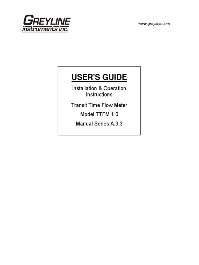 TTFM 1.0 User Guide: Installation & Operation | PDF | Flow Measurement ...