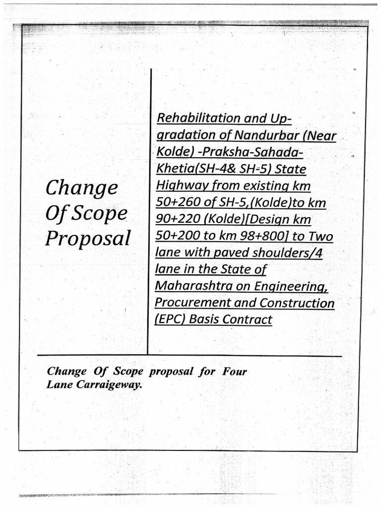 Change of Scope For Four Lane Section PDF | PDF