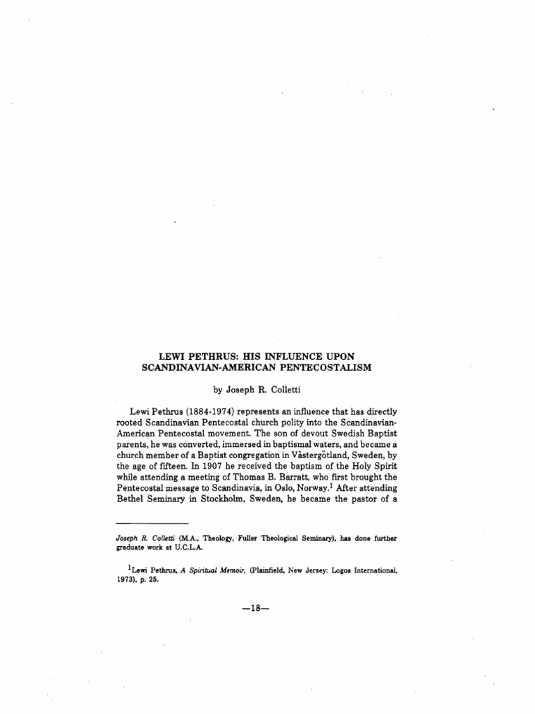 Lewi Pethrus and Scandinavian Pentecostalism | PDF | Pentecostalism ...