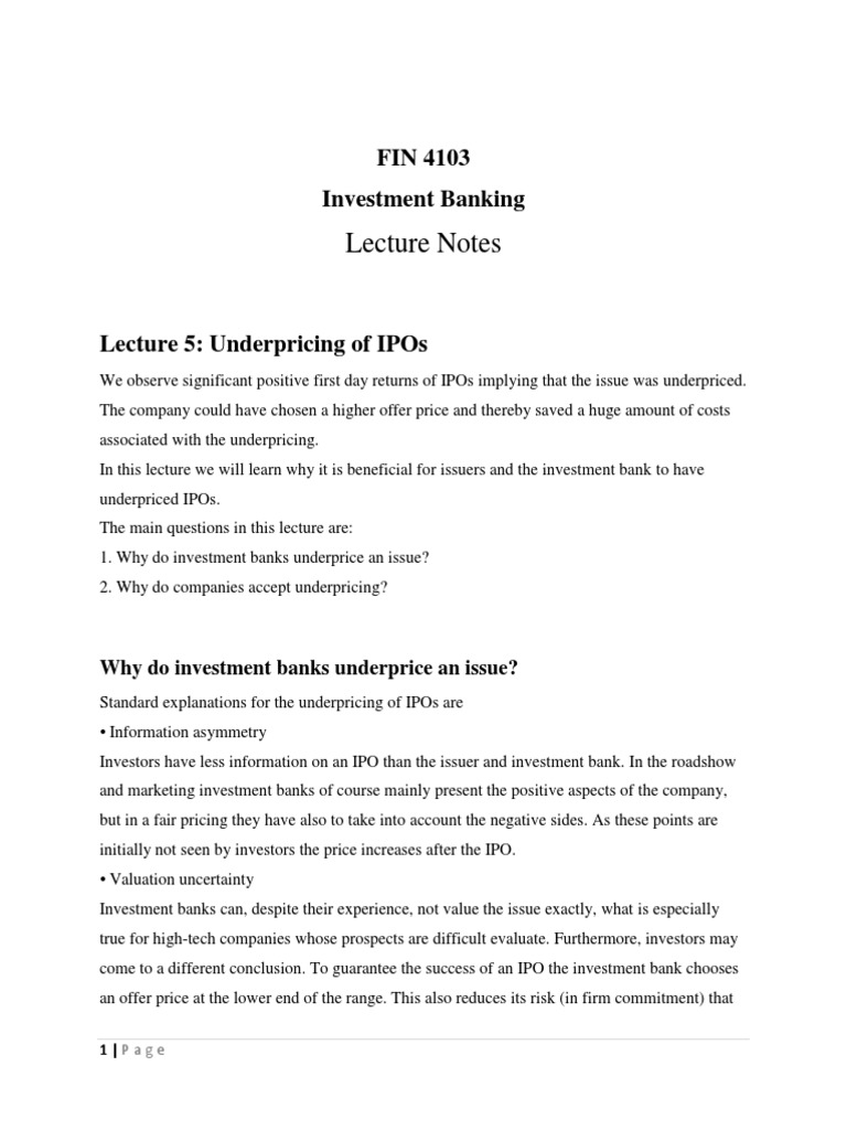 Underpricing of IPOs | PDF | Initial Public Offering | Underwriting