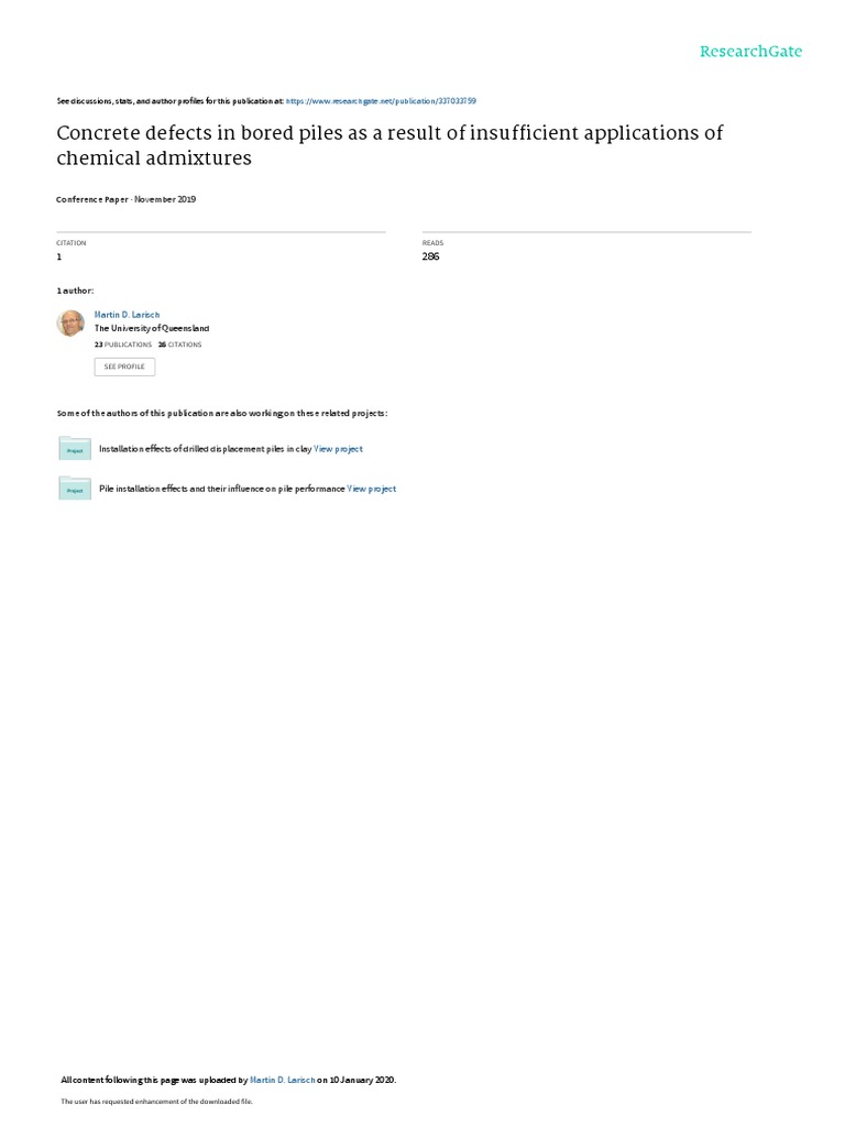 Concrete Defects in Bored Piles As A Result of Insufficient ...