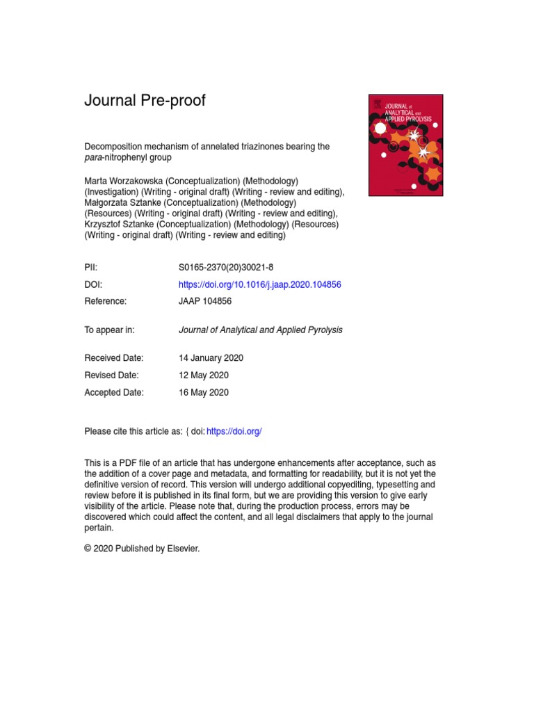 Journal Pre-Proof: Para-Nitrophenyl Group | PDF | Differential Scanning ...