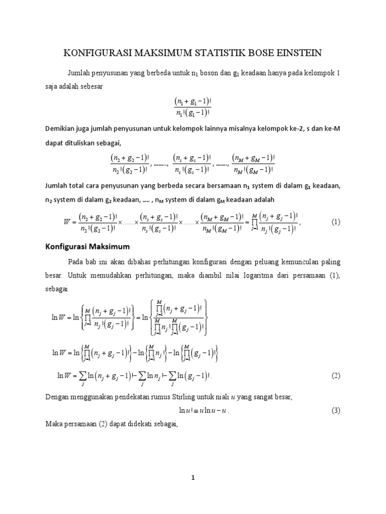 Konfigurasi Maksimum Statistik Bose Einstein | PDF