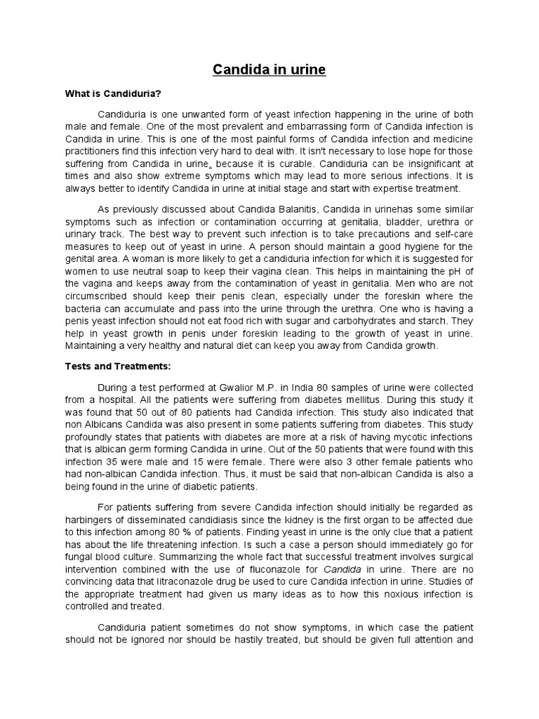 Candida in Urine: What Is Candiduria? | PDF | Candidiasis | Medical ...