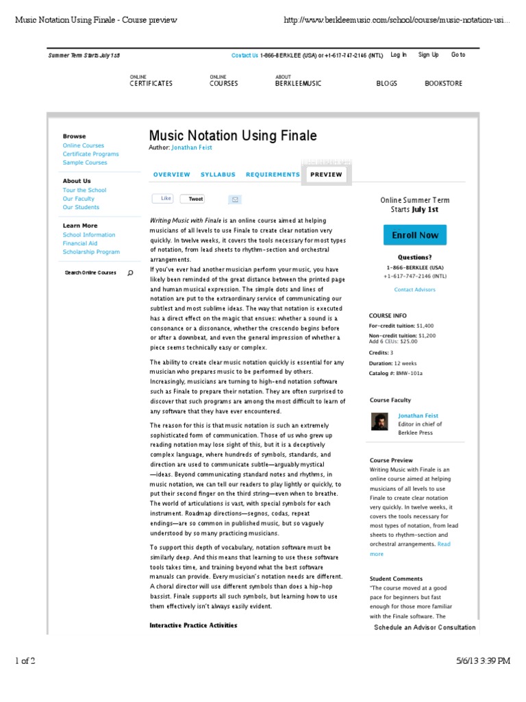 Music Notation Using Finale - Course Preview | PDF | Musical Notation ...