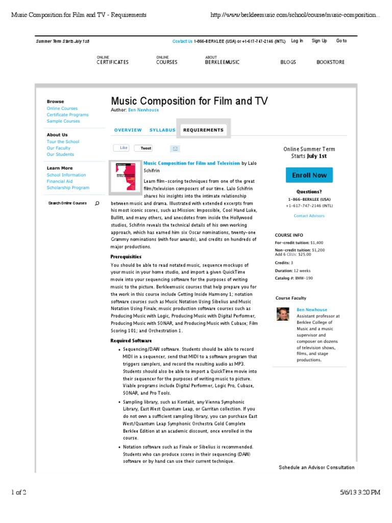 Music Composition For Film and TV - Requirements | PDF | Computing ...
