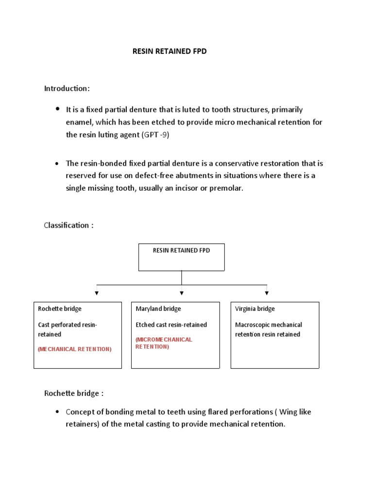 Resin Retained FPD | PDF | Tooth Enamel | Tooth