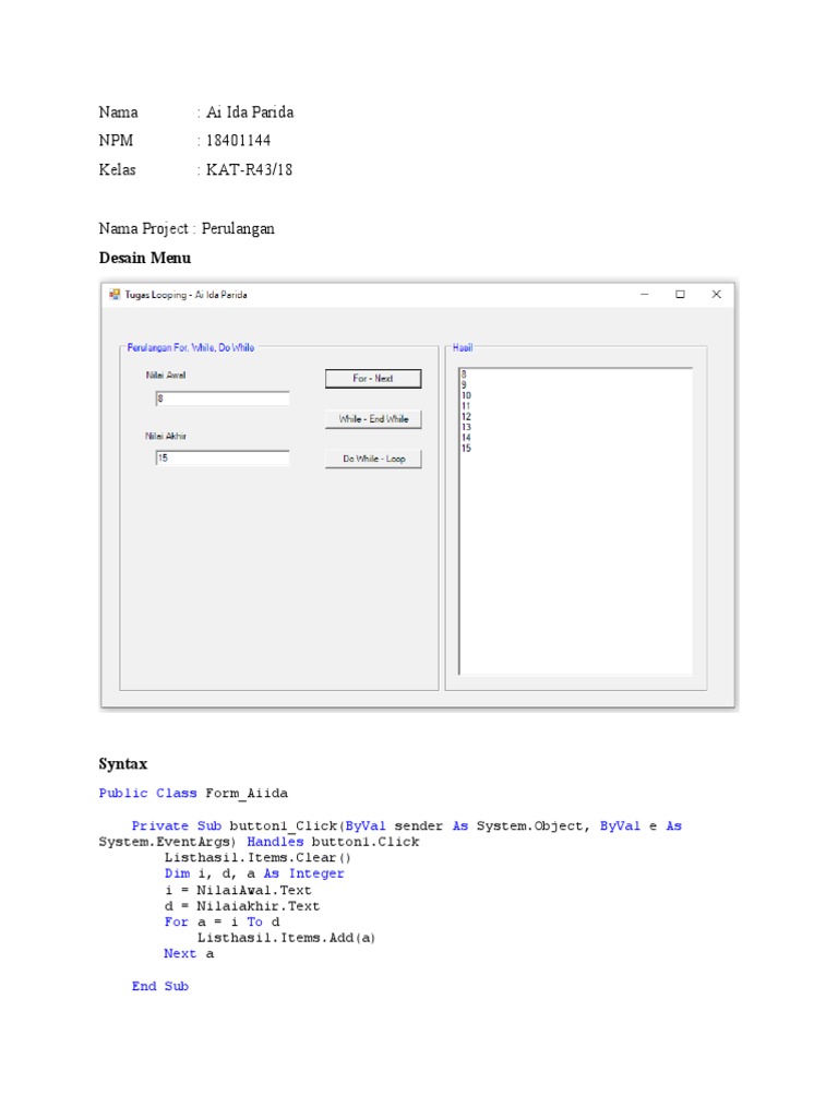 Koding Looping Di | PDF