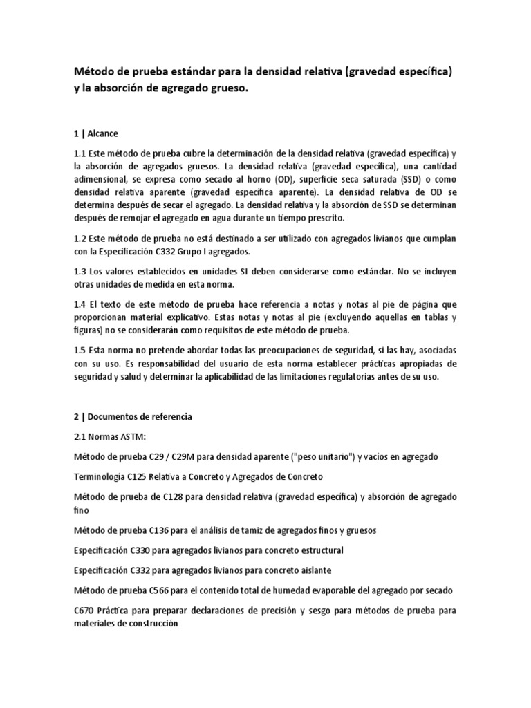 Traduccion Norma ASTM C127 | PDF | Densidad | Hormigón