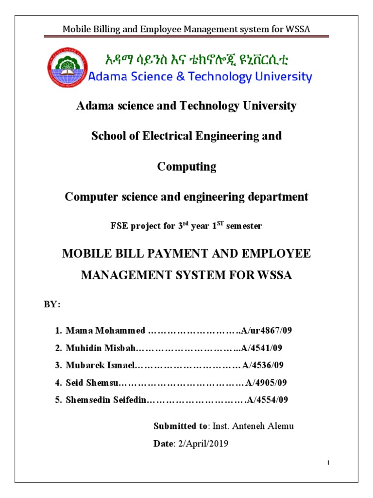 Adama Science and Technology University School of Electrical Engineering and Computing Computer ...