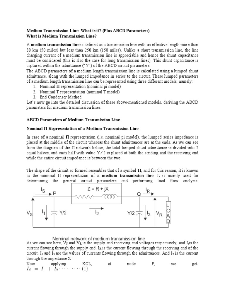 Medium Transmission Line ABCD Parameters Explained | PDF | Transmission ...