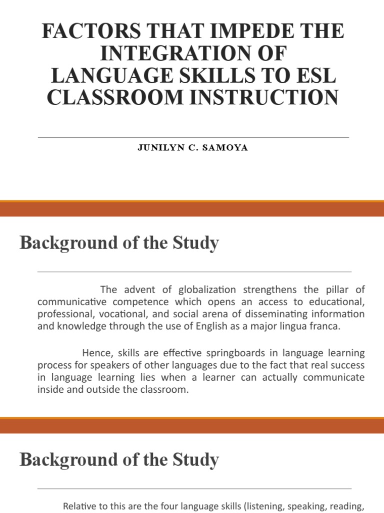 Factors Affecting The Integration of Language Skills To | PDF ...