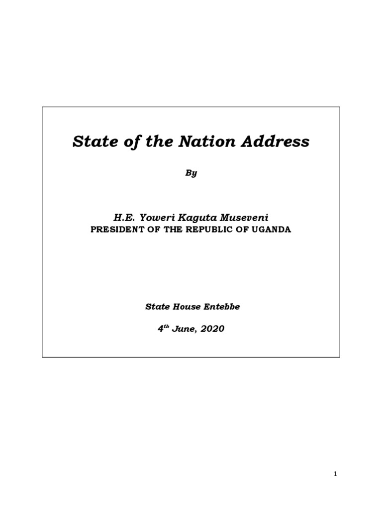 Uganda's 2020 State of the Nation Address | PDF | Uganda | Taxes