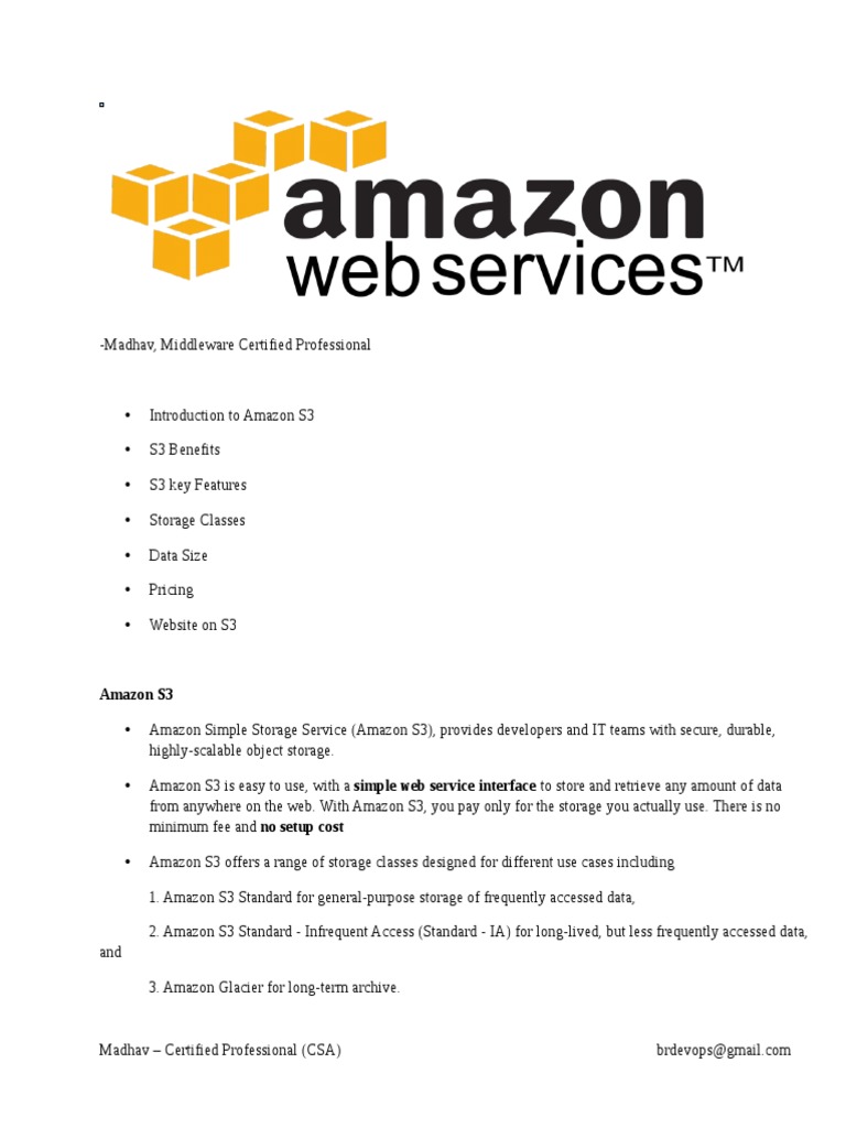 Aws S3 | PDF | Amazon Web Services | Websites