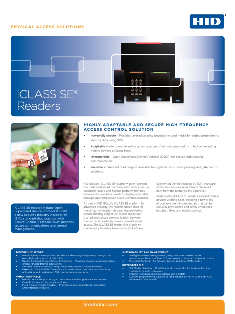 Iclass Se® Readers: Physical Access Solutions | PDF | Access Control ...