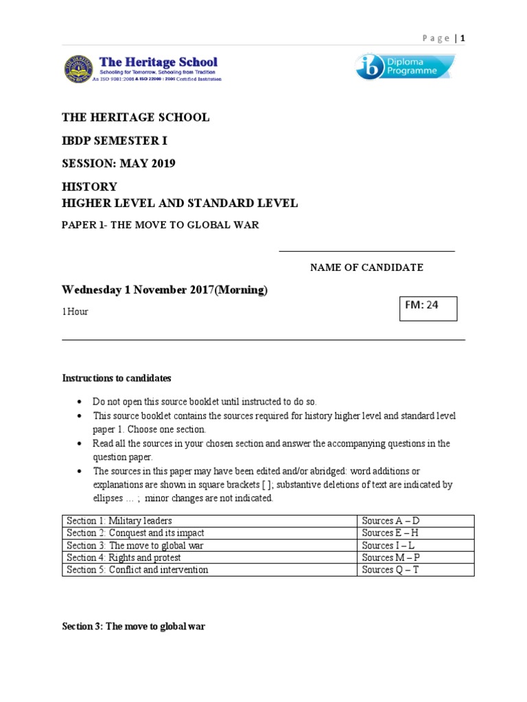 IBDP History Paper 1 First Semester Source Booklet | PDF | Benito ...