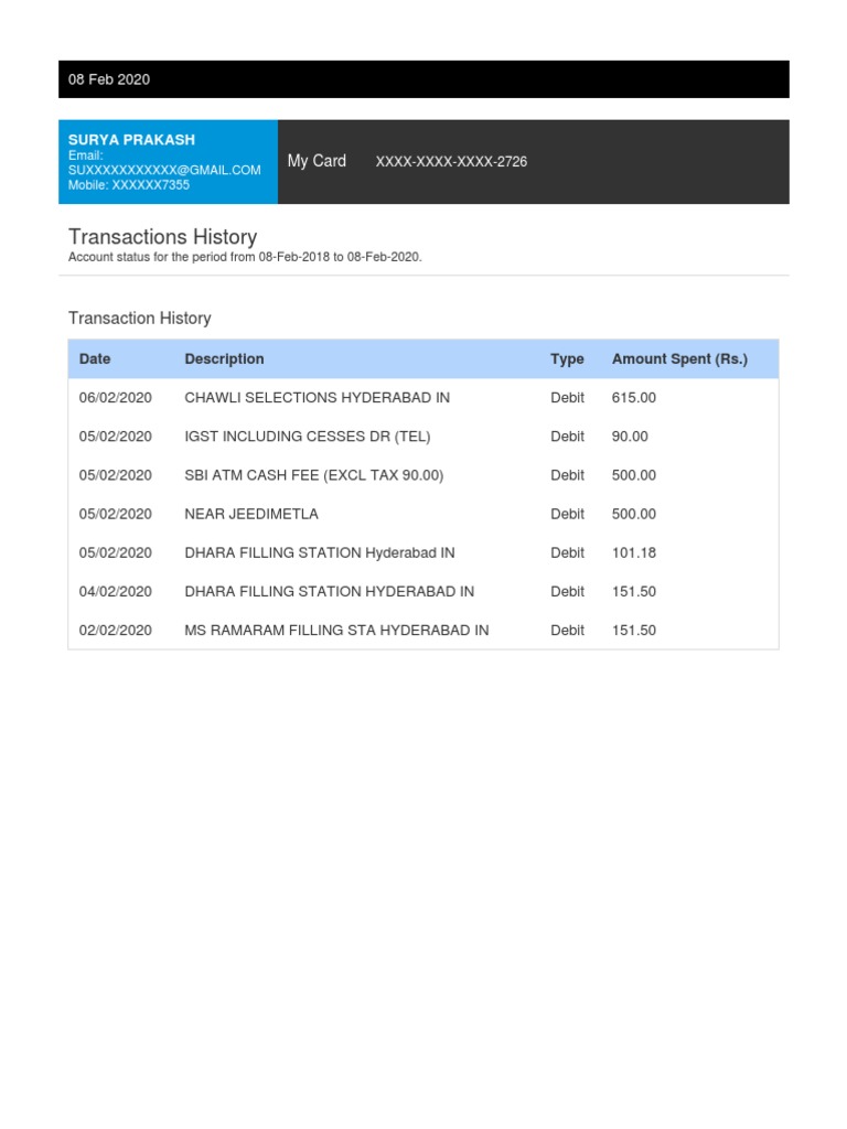 Transaction History | PDF