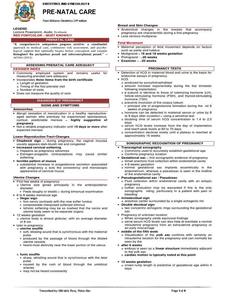 Prenatal Care Overview and Assessment | PDF | Pregnancy | Vitamin