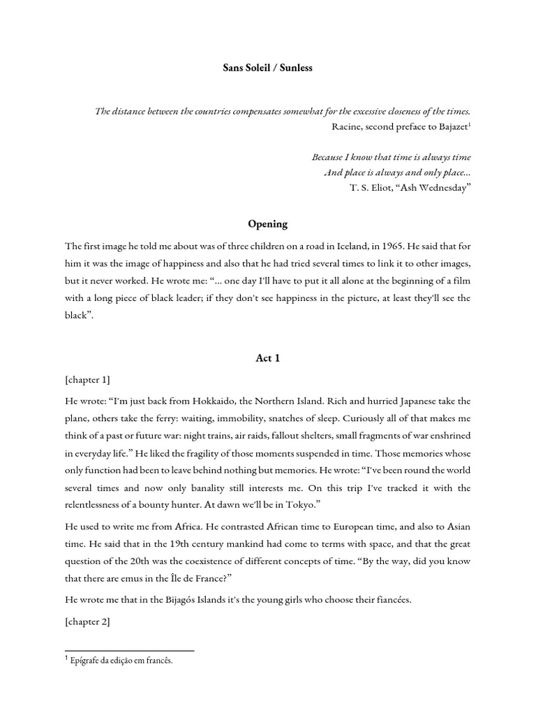 Sans Soleil - Sunless - Chris Marker | PDF