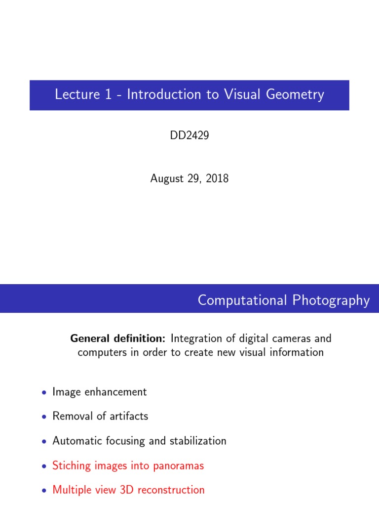Lecture1 PDF | PDF | 3 D Computer Graphics | Computer Vision