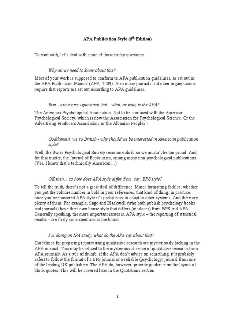 APA Publication Style (6 Edition) | PDF | Apa Style | Effect Size