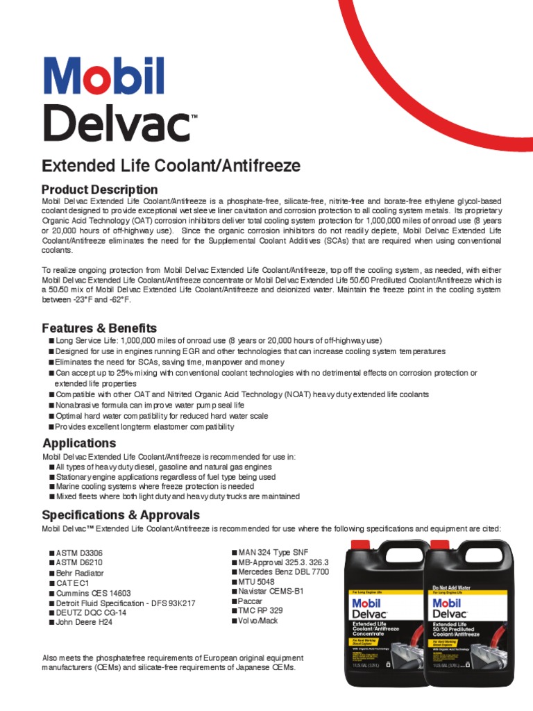 Mobil Delvac ELC | PDF | Exxon Mobil | Chemical Substances