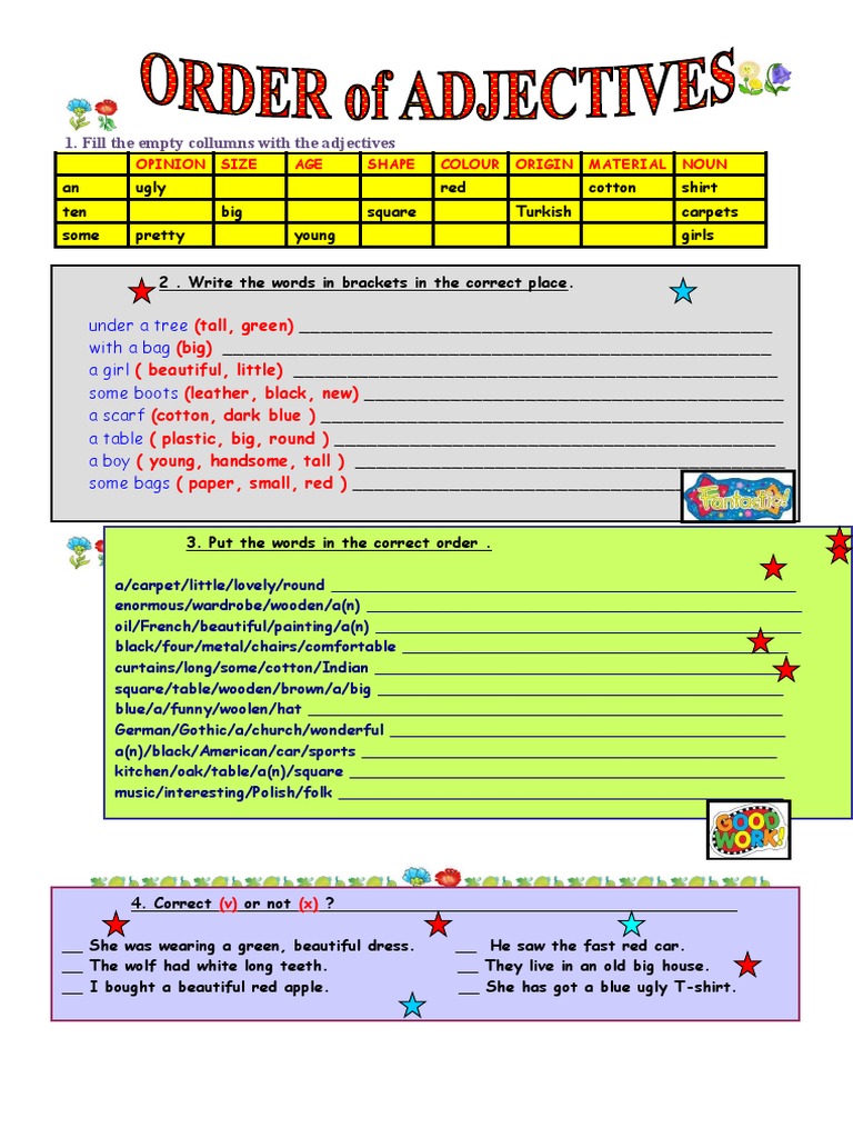 Fill The Empty Collumns With The Adjectives | PDF