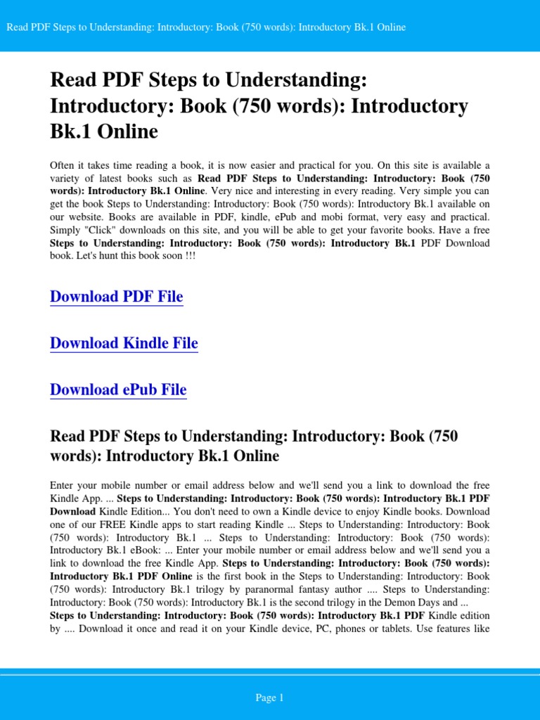 Steps To Understanding Introductory Book 750 Words Introductory BK 1