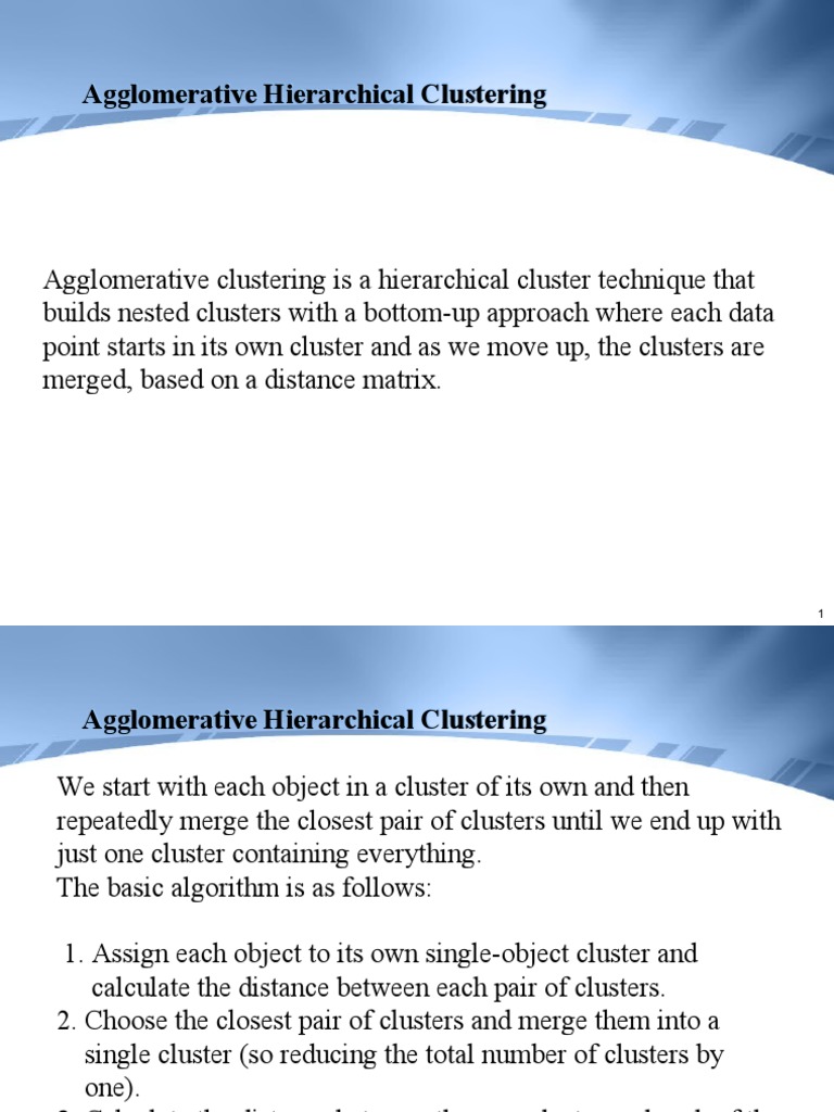 Agglomerative Hierarchical Clustering | PDF | Cluster Analysis | Algorithms And Data Structures