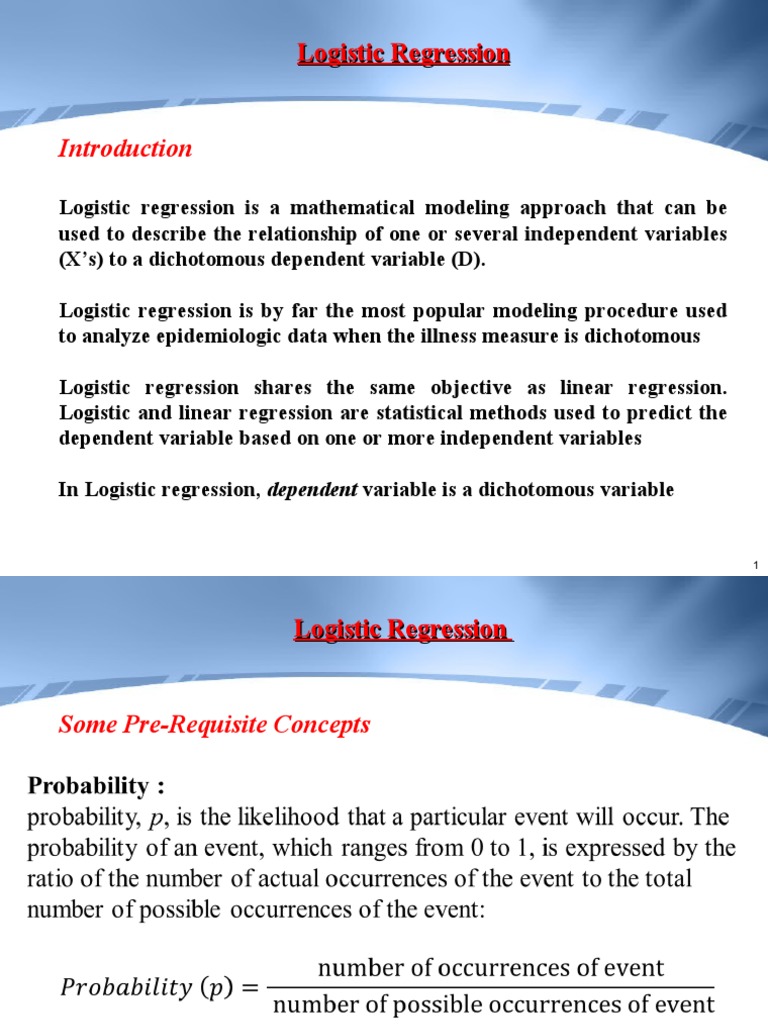 Logistic Regression | PDF | Logistic Regression | Odds
