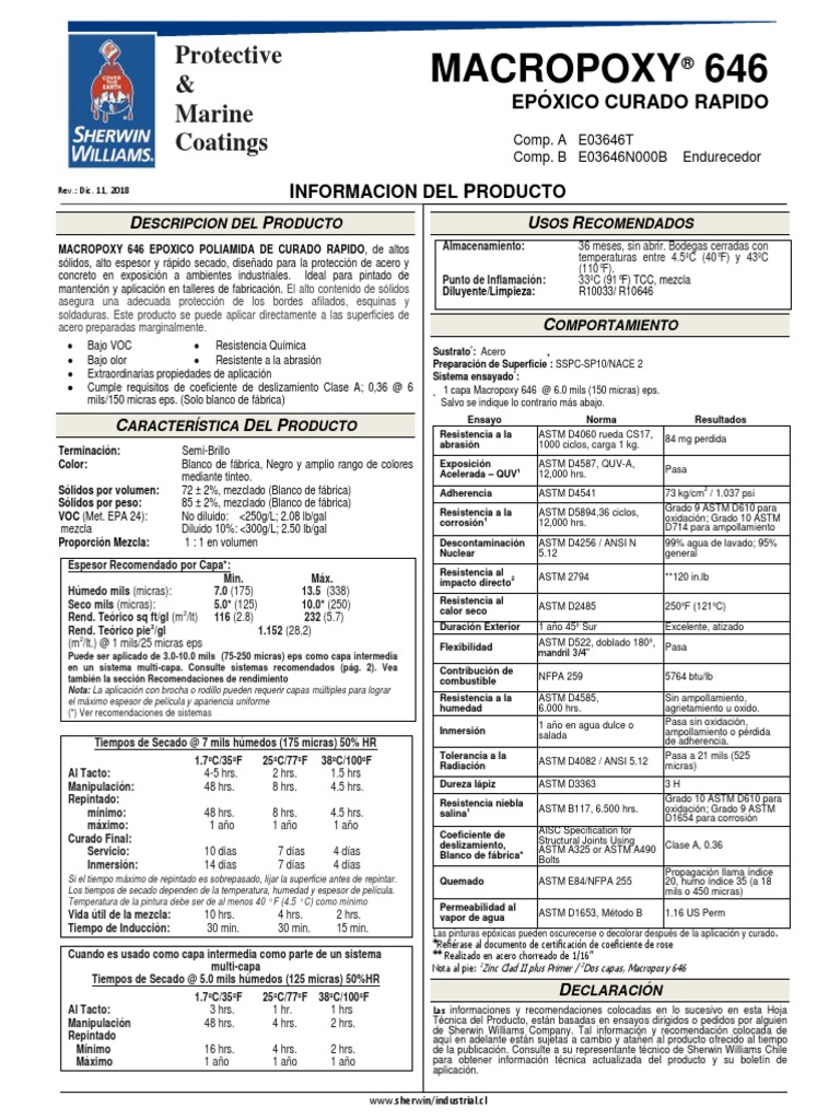 E03646 Macropoxy 646 Dic-18 | PDF | Pintar | Hormigón