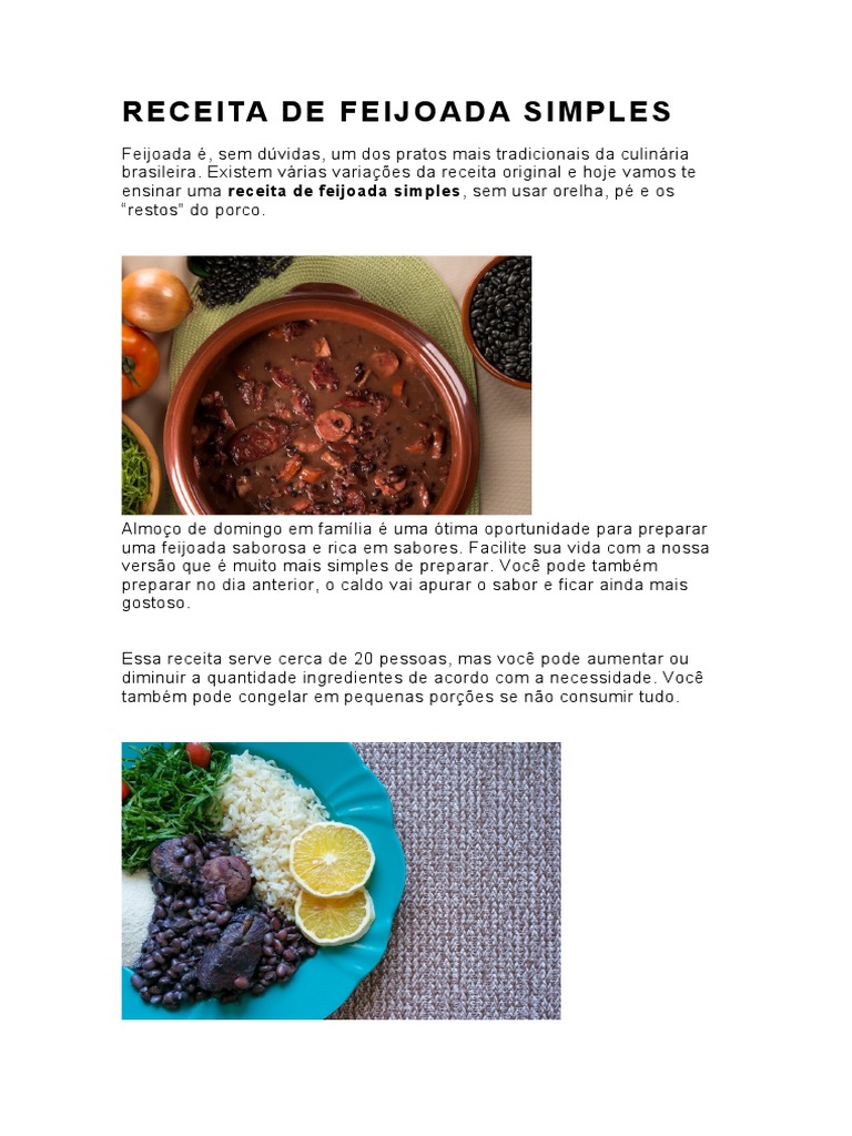 Receita de Feijoada Simples | PDF