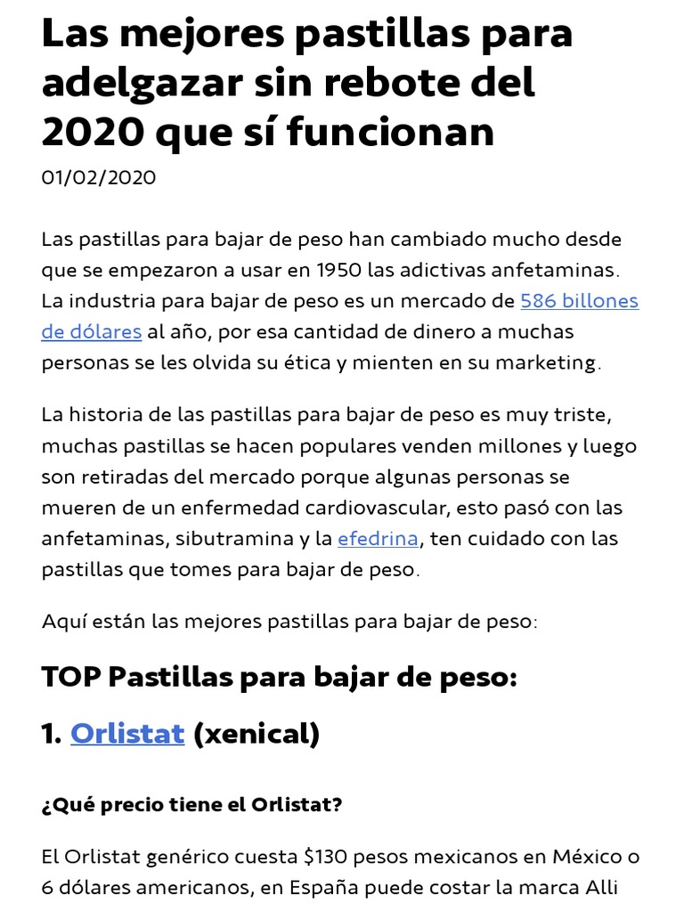 Pastillas para adelgazar sin rebote 2020 | PDF | Cafeína | Obesidad