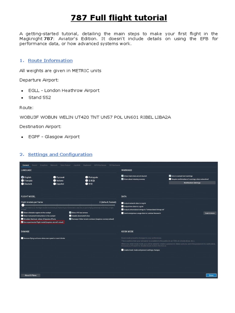 787 Full Flight Tutorial: 1. Route Information | PDF | Aviation | Aircraft