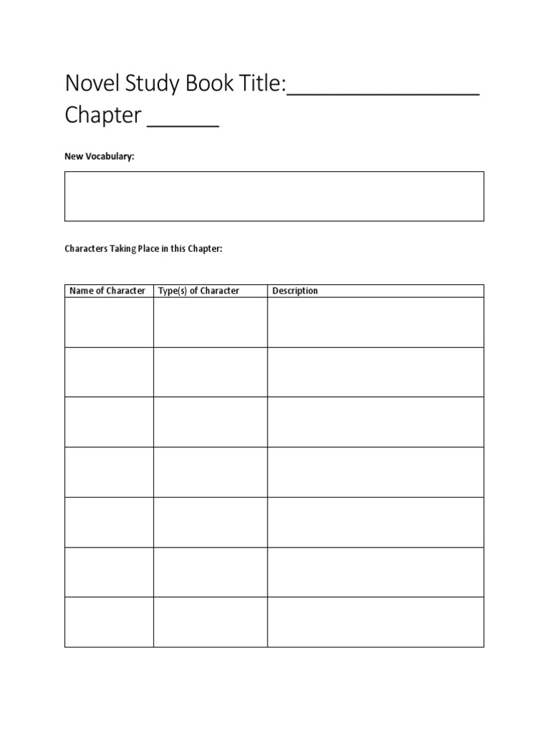 Novel Analysis Template Chart | PDF